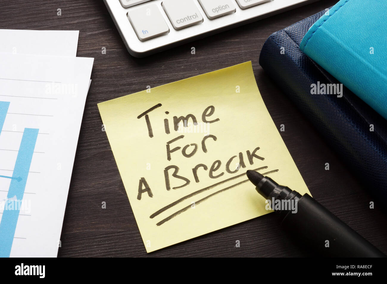 Time for a break. Office table with papers. Overworked concept Stock ...