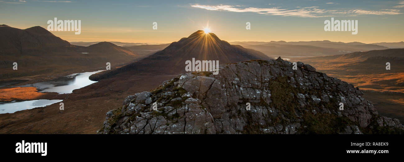 Sunrise from Stac Pollaidh, Inverpolly, Scotland Stock Photo - Alamy