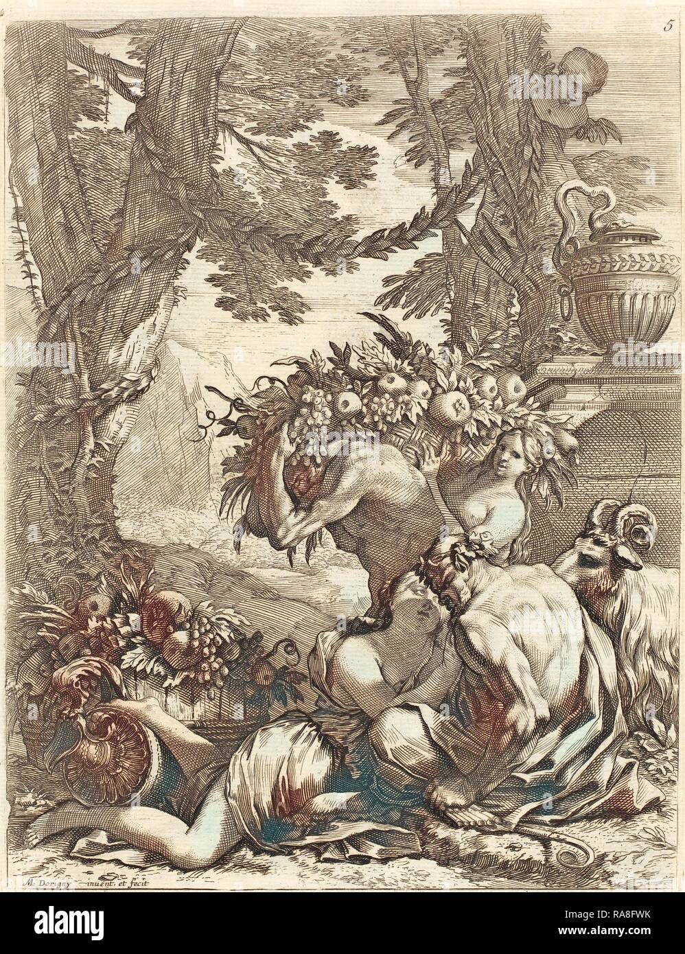 Michel Dorigny (French, 1617 - 1665), Faun Embracing a Bacchante, 1650s ...