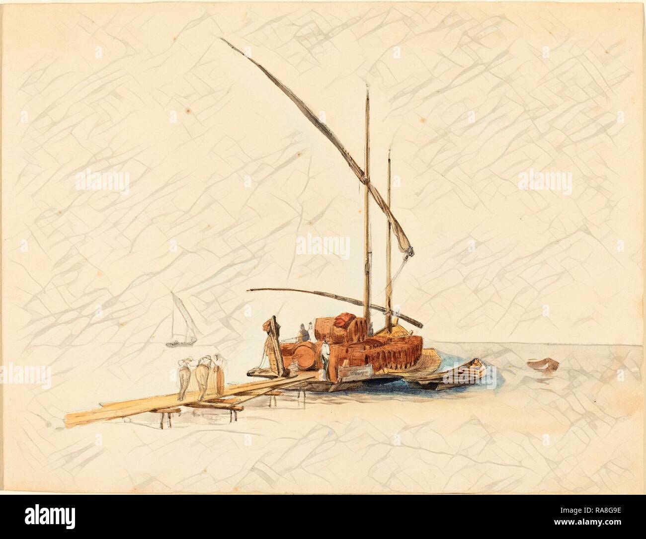 Johann Jacob Ulrich (Swiss, 1798 - 1877), Wine Barrels Loaded onto a ...