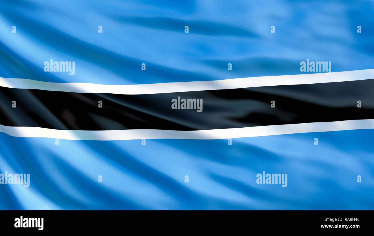 Botswana flag. Waving flag of Botswana 3d illustration. Gaborone Stock ...