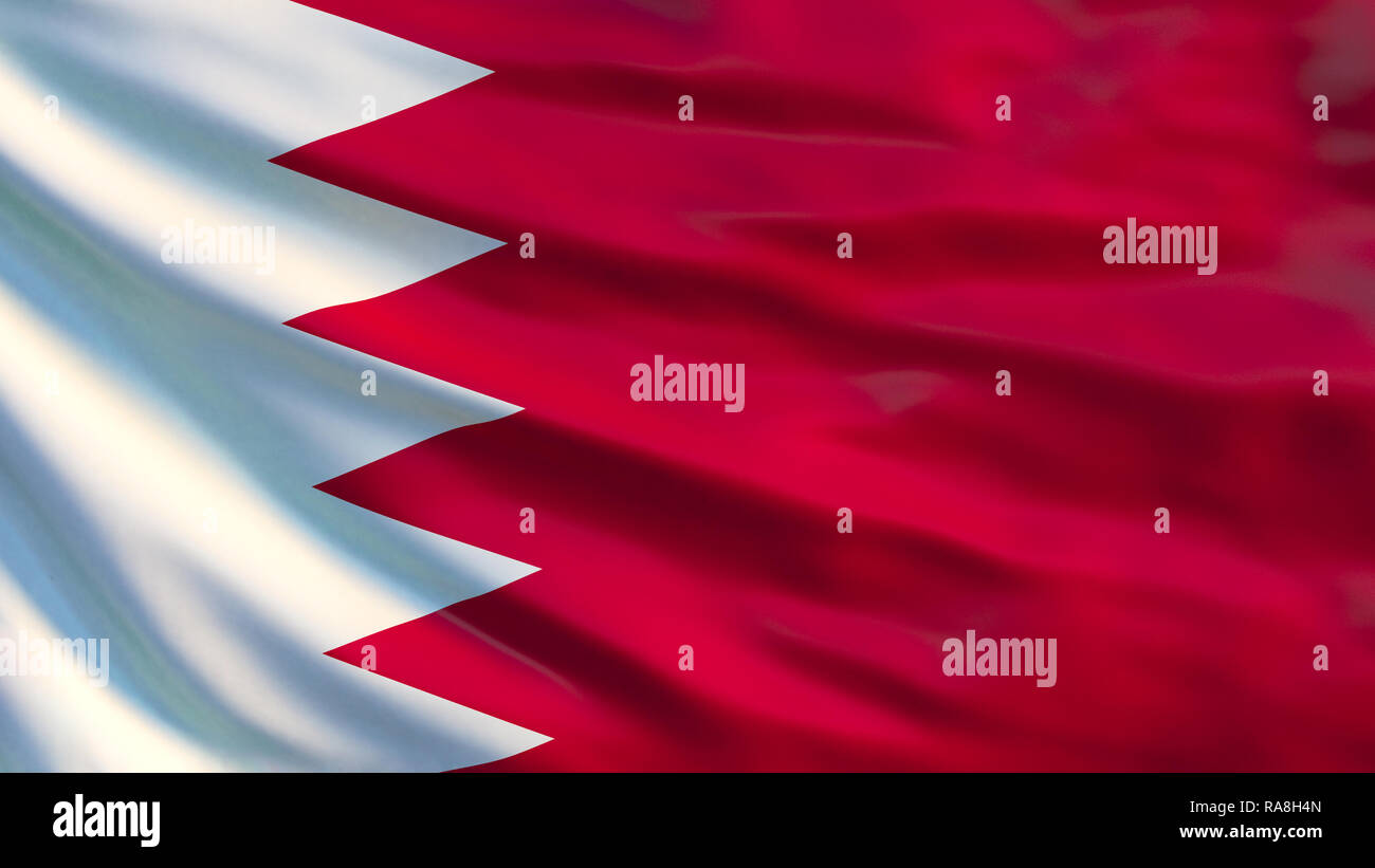 Bahrain flag. Waving flag of Bahrain 3d illustration. Manama Stock ...