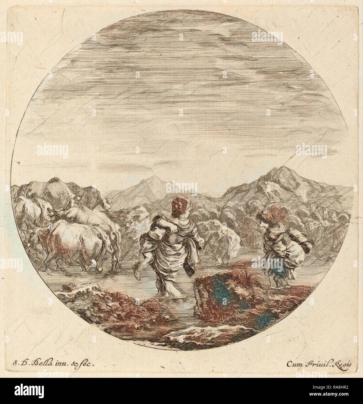 Stefano Della Bella (Italian, 1610 - 1664), Two Women Fording a Creek ...