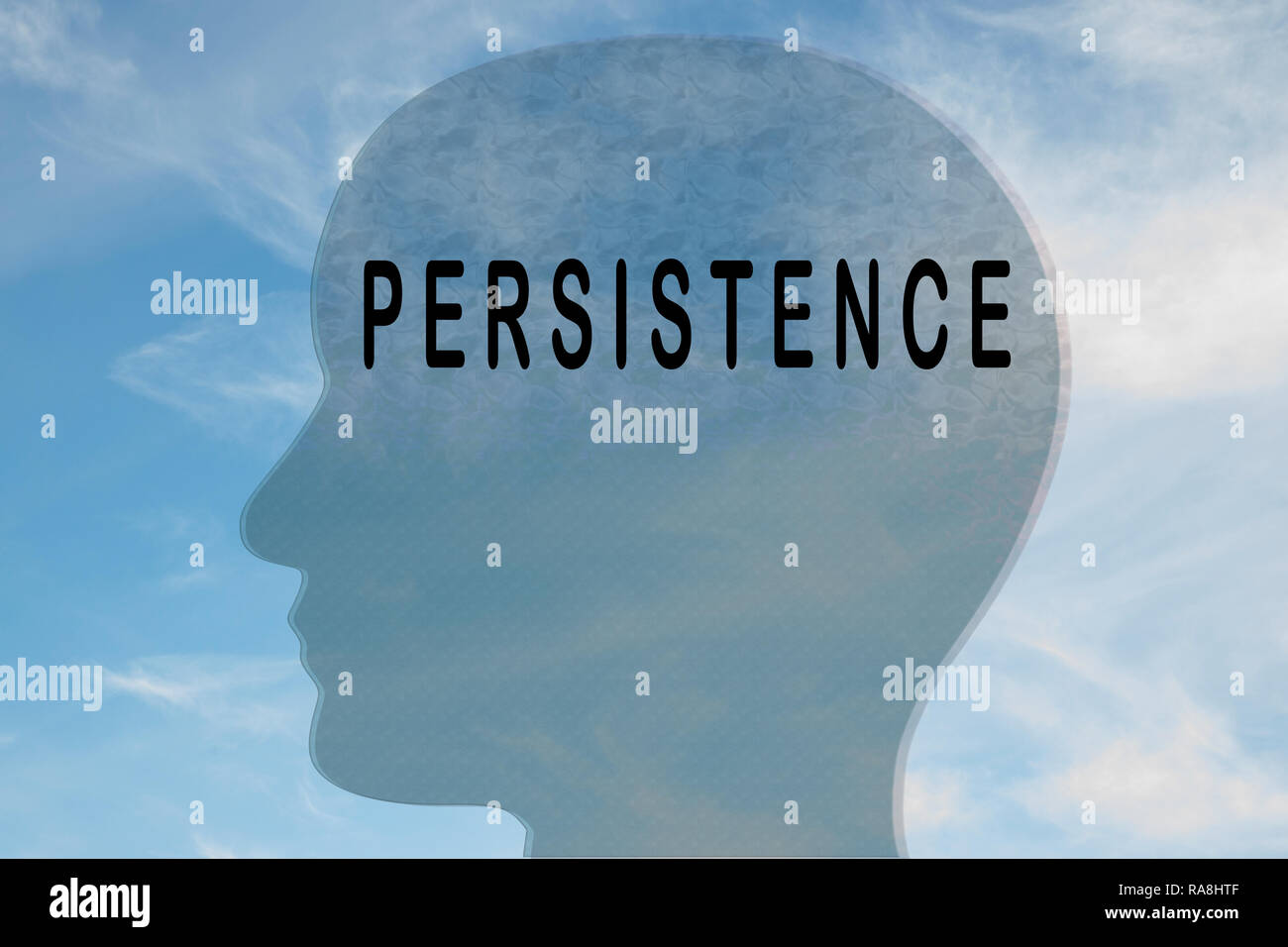 Render illustration of PERSISTENCE title on head silhouette, with ...