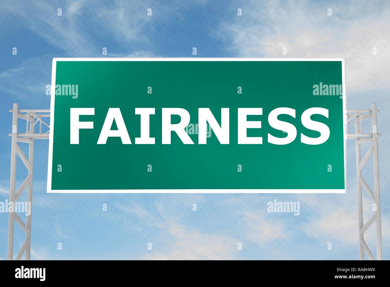3D illustration of FAIRNESS script on road sign Stock Photo - Alamy