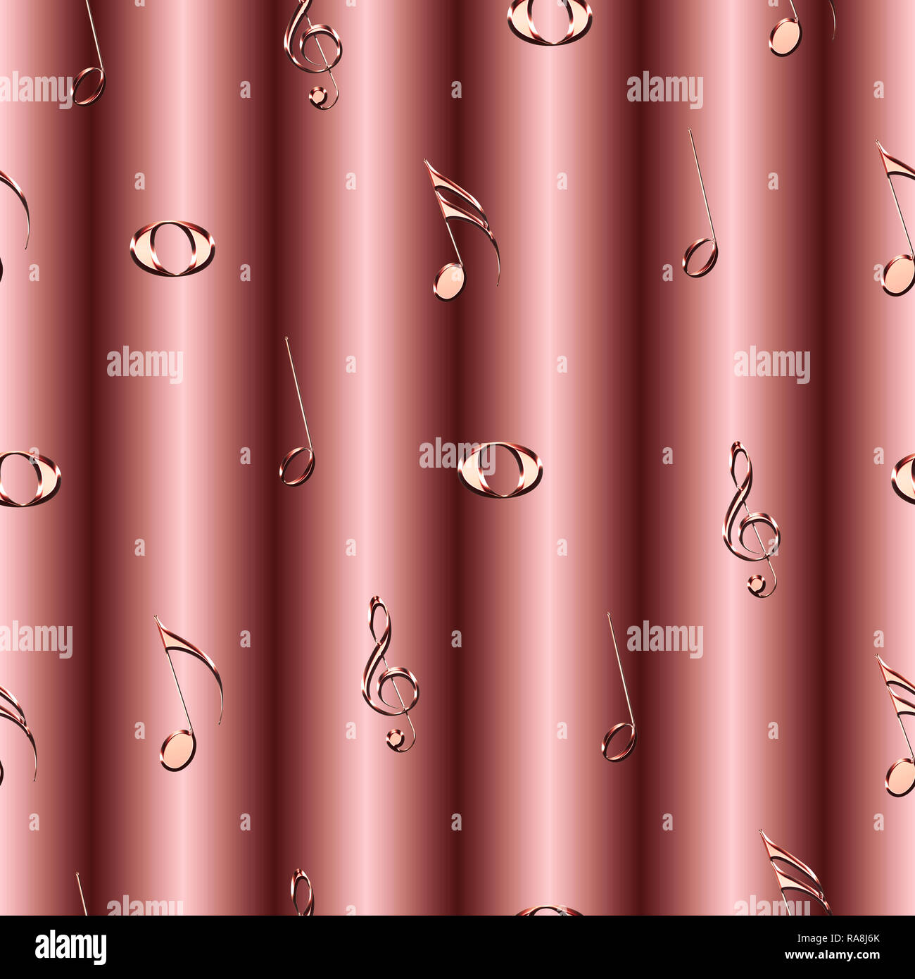 seamless pattern with golden musical notes illustration in red colors ...