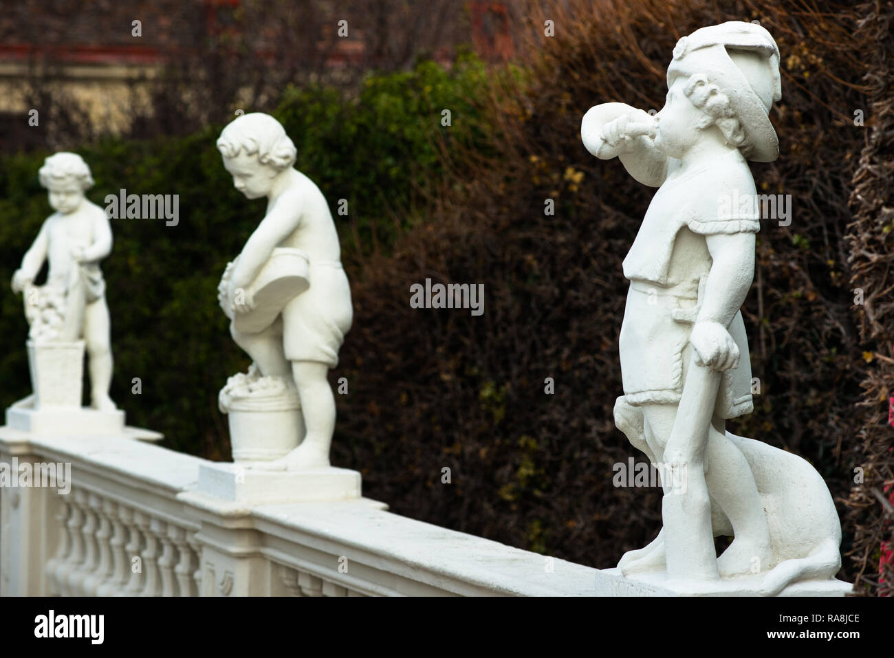 Little marble cherubs at Belvedere Palace formal gardens, Vienna ...
