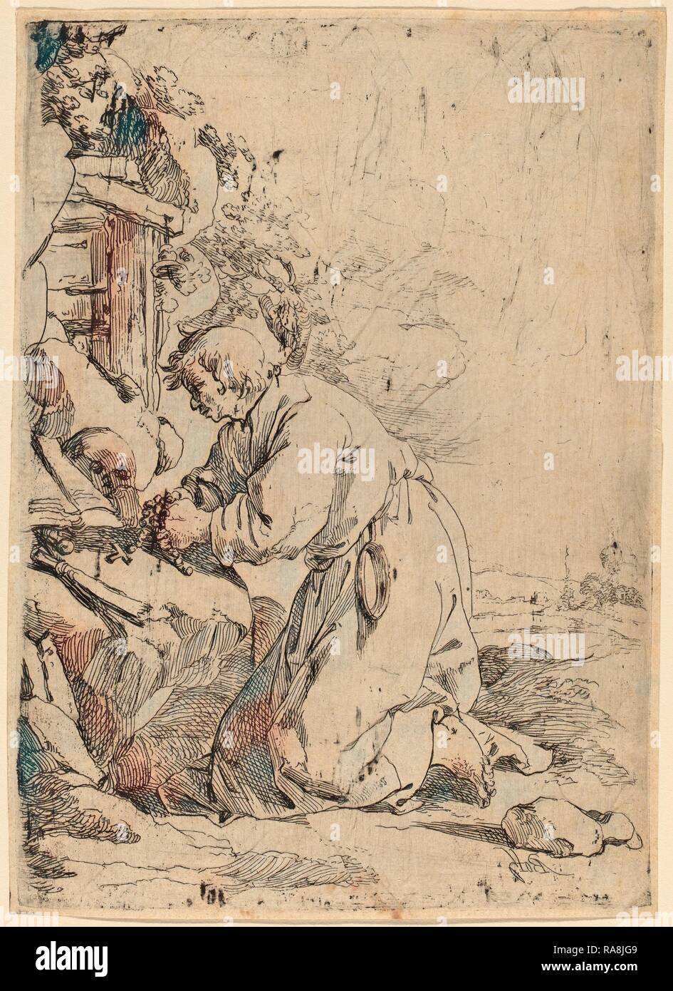 Andries Both (Dutch, 1611-1612 - 1641), The Kneeling Hermit Facing Left ...