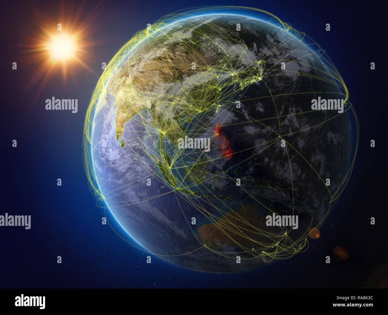 Philippines from space. Planet Earth with network representing ...