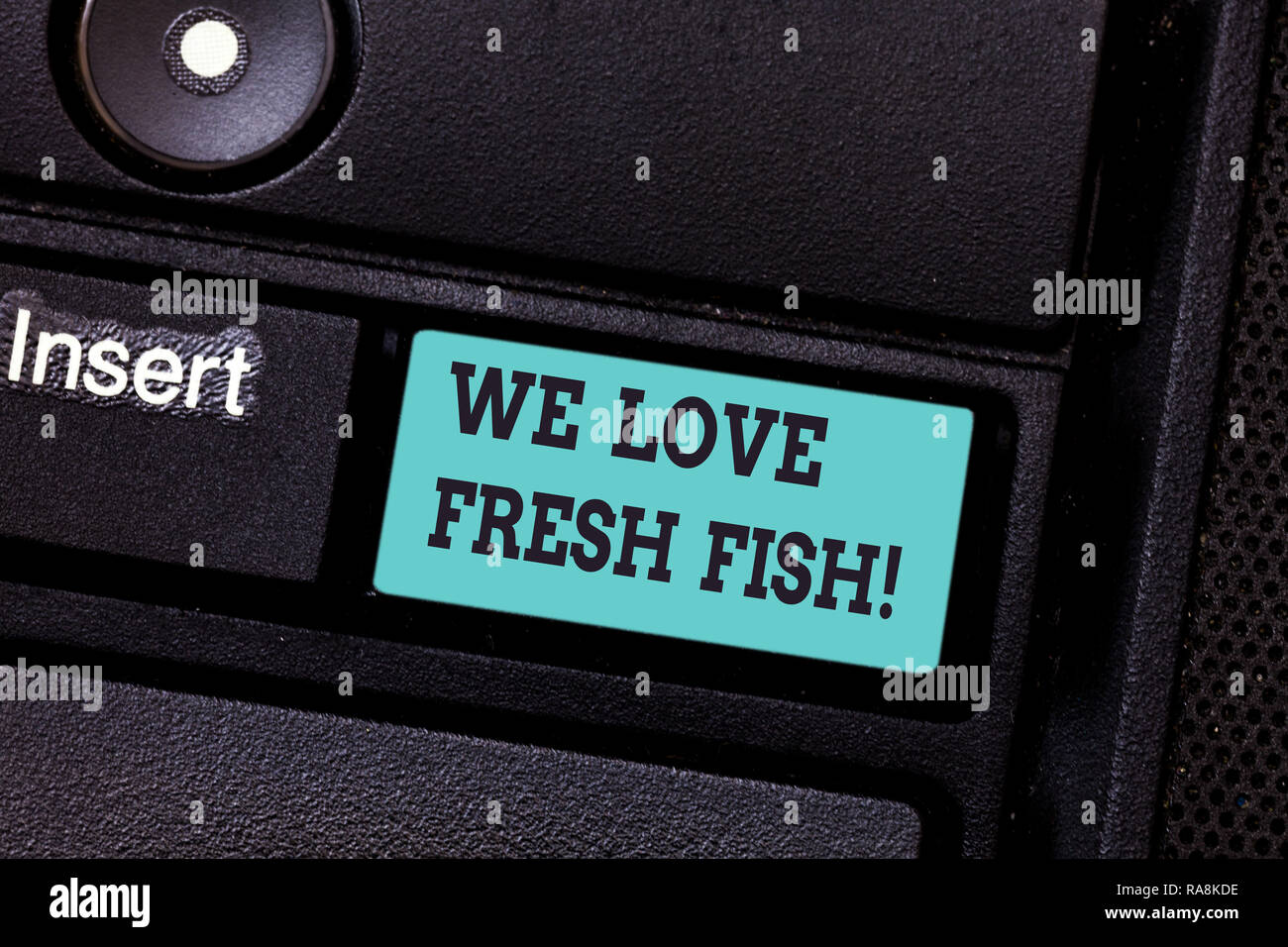 Writing note showing We Love Fresh Fish. Business photo showcasing ...