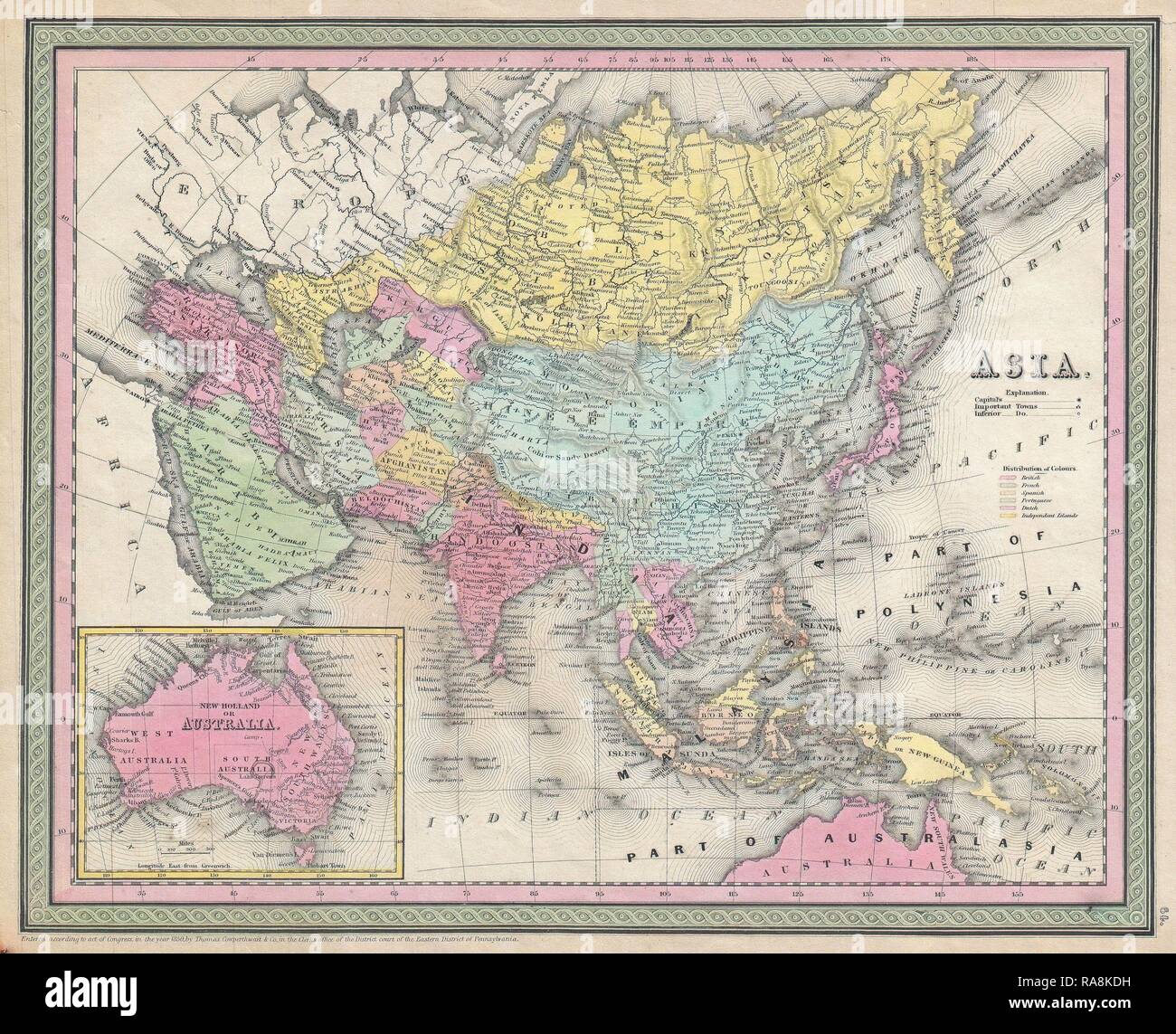 1853, Mitchell Map of Asia. Reimagined by Gibon. Classic art with a ...