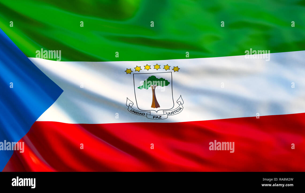 Equatorial Guinea flag. Waving flag of Equatorial Guinea 3d ...
