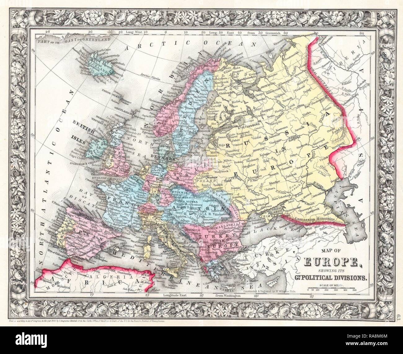 1860, Mitchell Map of Europe. Reimagined by Gibon. Classic art with a ...