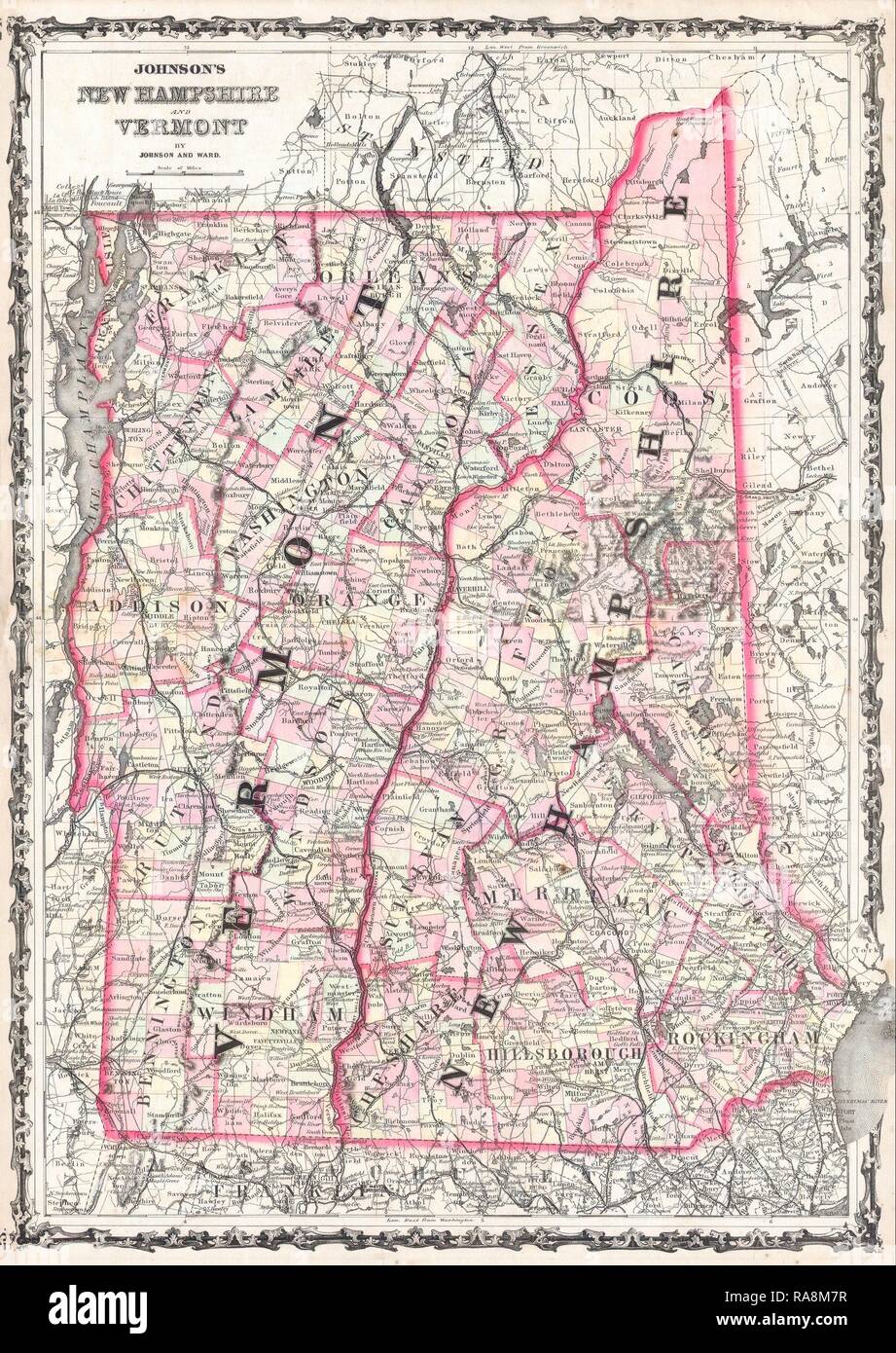 Map of vermont and new hampshire hi-res stock photography and images ...