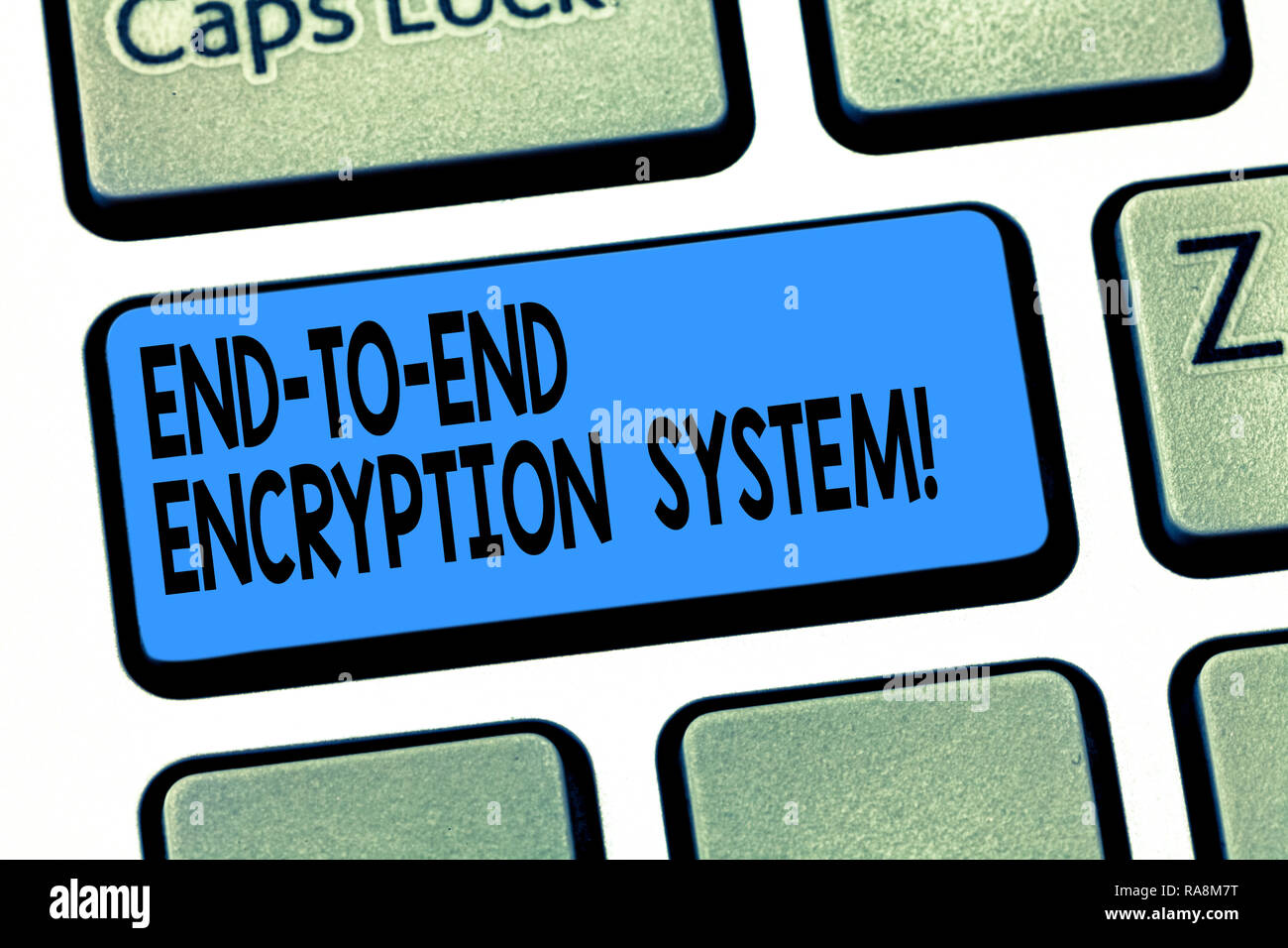 Word writing text End To End Encryption System. Business concept for ...