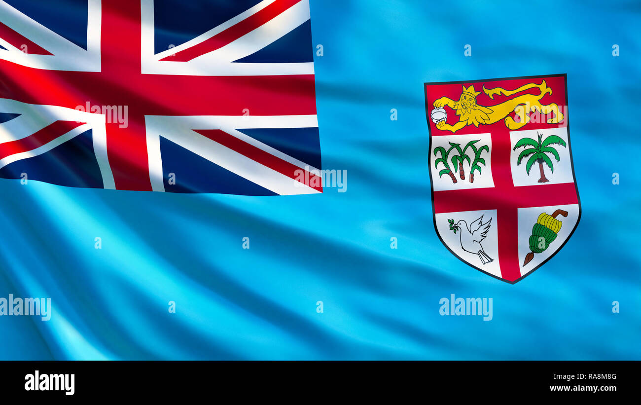 Fiji flag. Waving flag of Fiji 3d illustration. Suva Stock Photo - Alamy