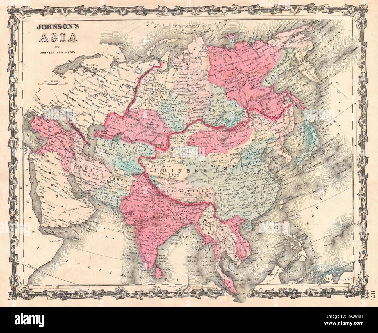 1862, Johnson Map of Asia. Reimagined by Gibon. Classic art with a ...