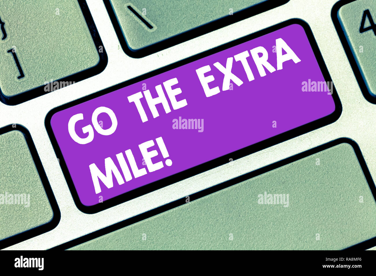 Handwriting text Go The Extra Mile. Concept meaning Give an additional ...