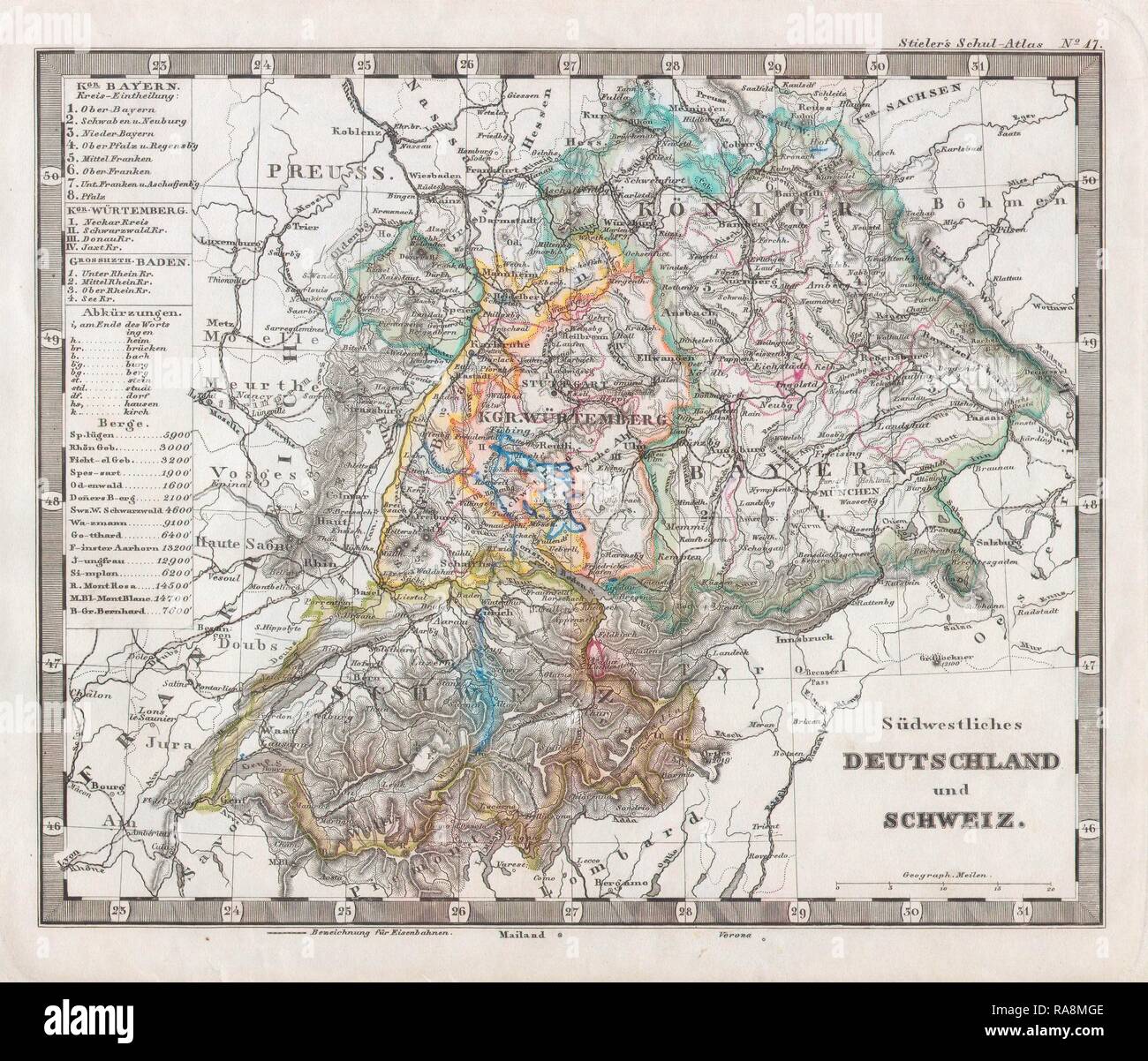 Stieler map of southern germany hi-res stock photography and images - Alamy