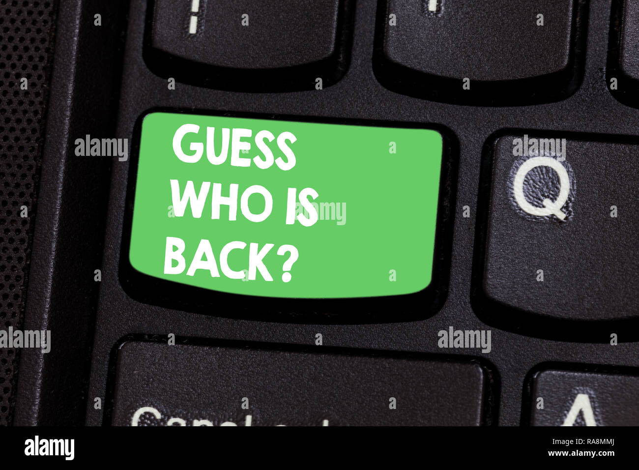 Text sign showing Guess Who Is Back. Conceptual photo Game surprise ...