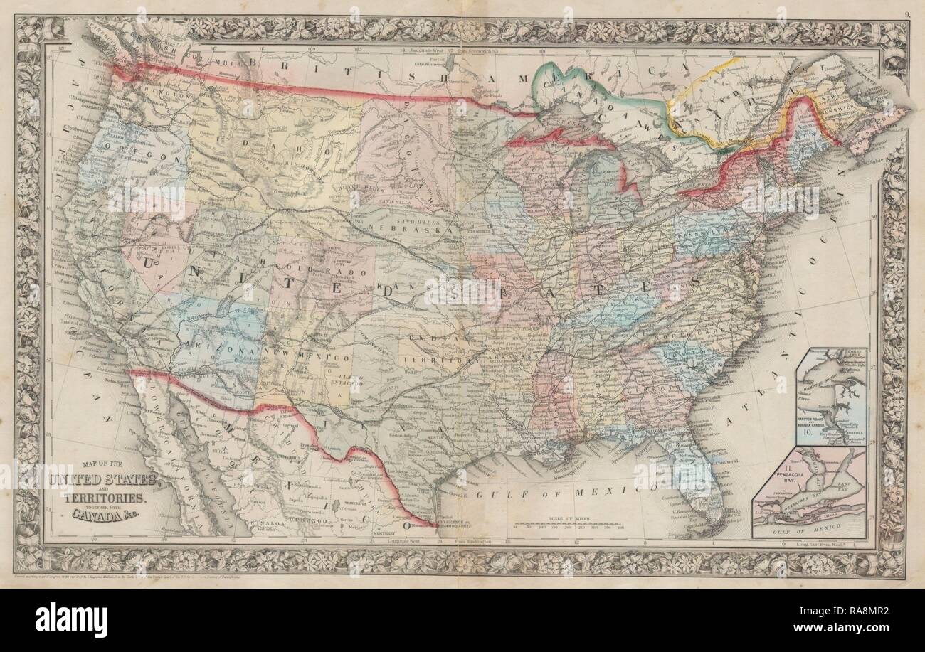 1864, Mitchell Map of the United States. Reimagined by Gibon. Classic ...