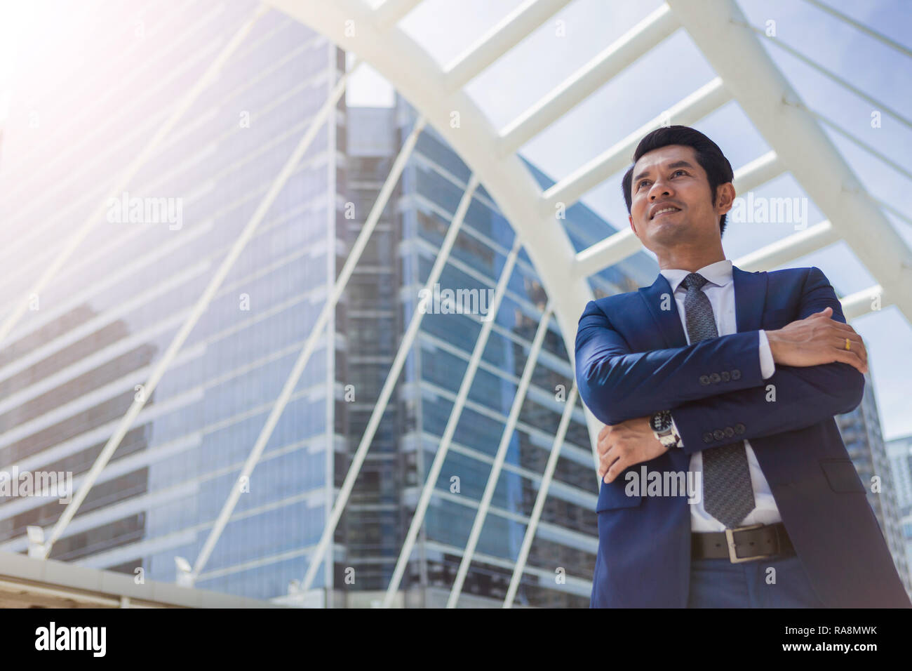 Good day beginning of officer man, stand and smile Stock Photo - Alamy