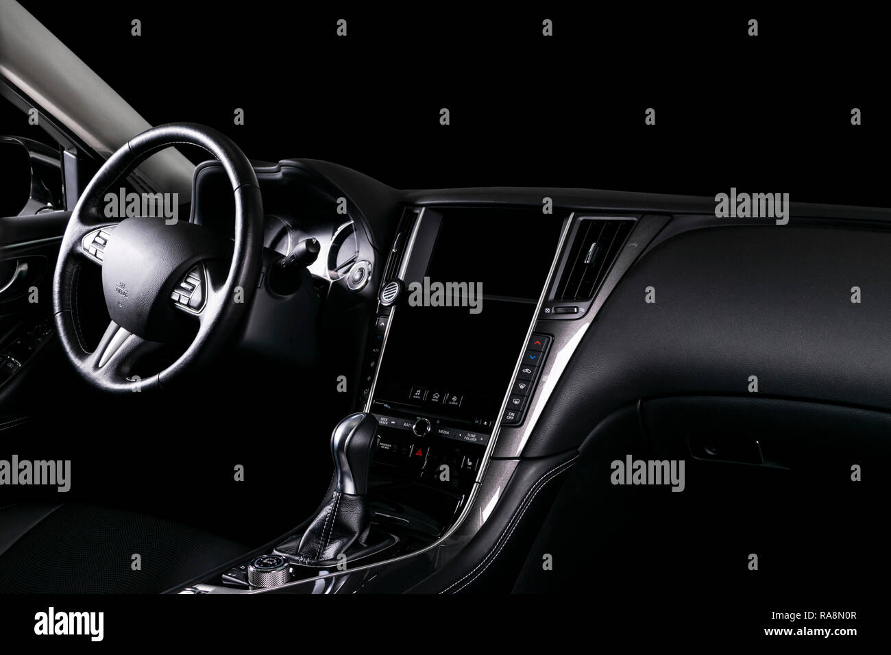 Modern Luxury car inside. Interior of prestige modern car. Comfortable ...