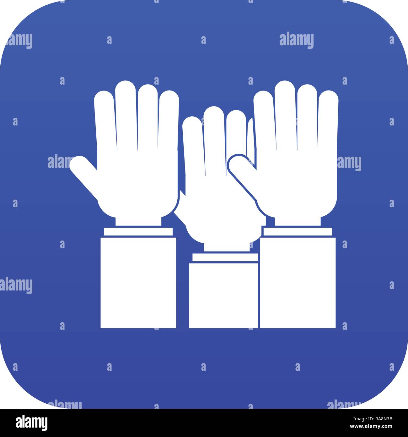 Different people hands raised up icon digital blue Stock Vector Image ...