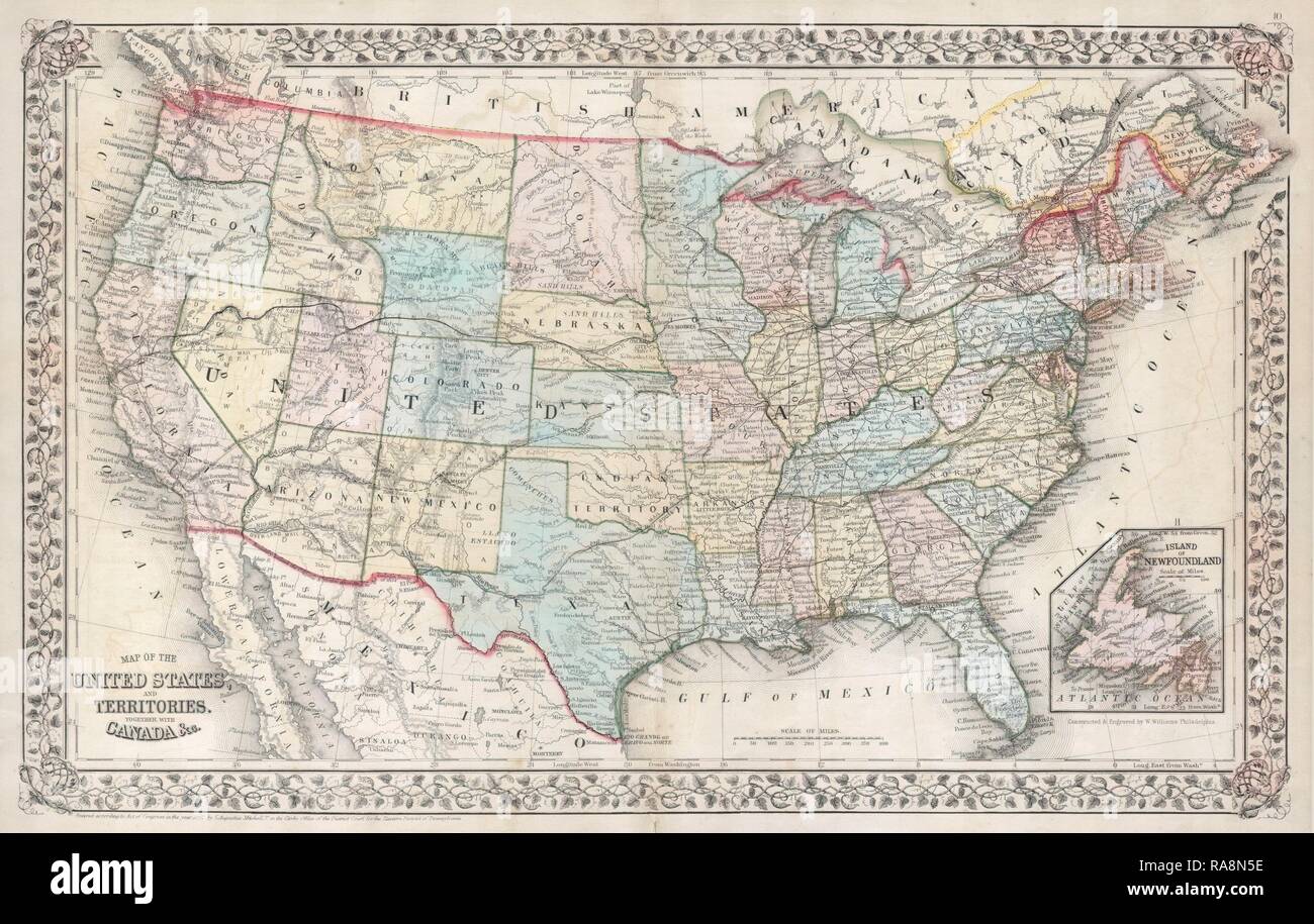 1867, Mitchell Map of the United States. Reimagined by Gibon. Classic ...