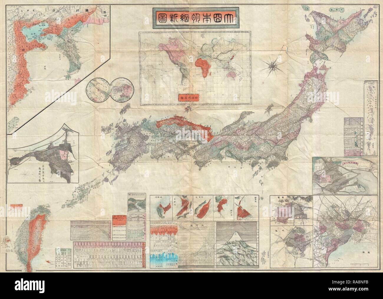 Meiji 28 japanese map of imperial japan with taiwan hi-res stock ...
