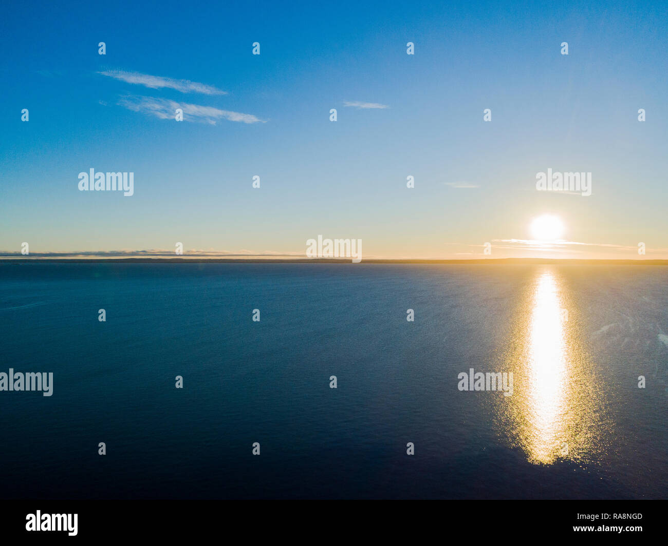 Aerial view of a Sunset sky background. Aerial Dramatic gold sunset sky ...