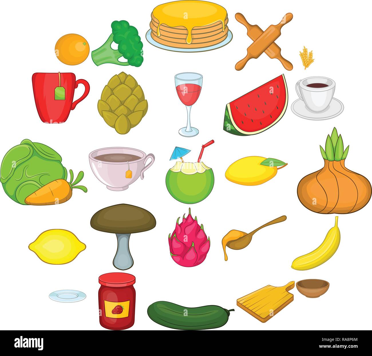 Vegetable snack icons set, cartoon style Stock Vector Image & Art - Alamy