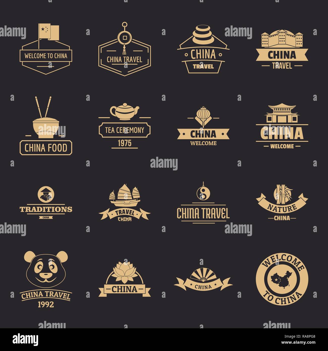 China travel logo icons set, simple style Stock Vector Image & Art - Alamy