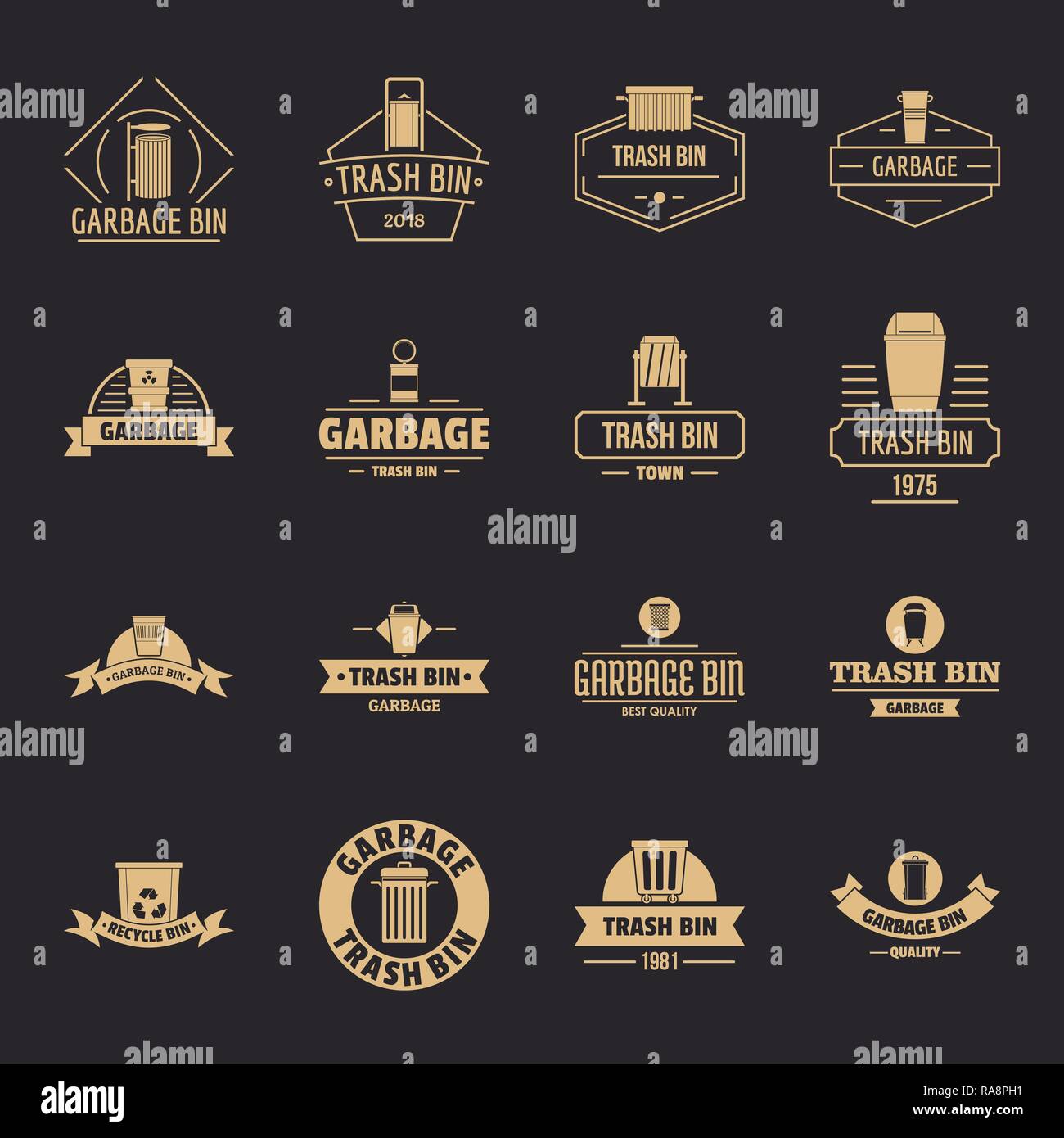 Trash bin logo icons set, simple style Stock Vector Image & Art - Alamy