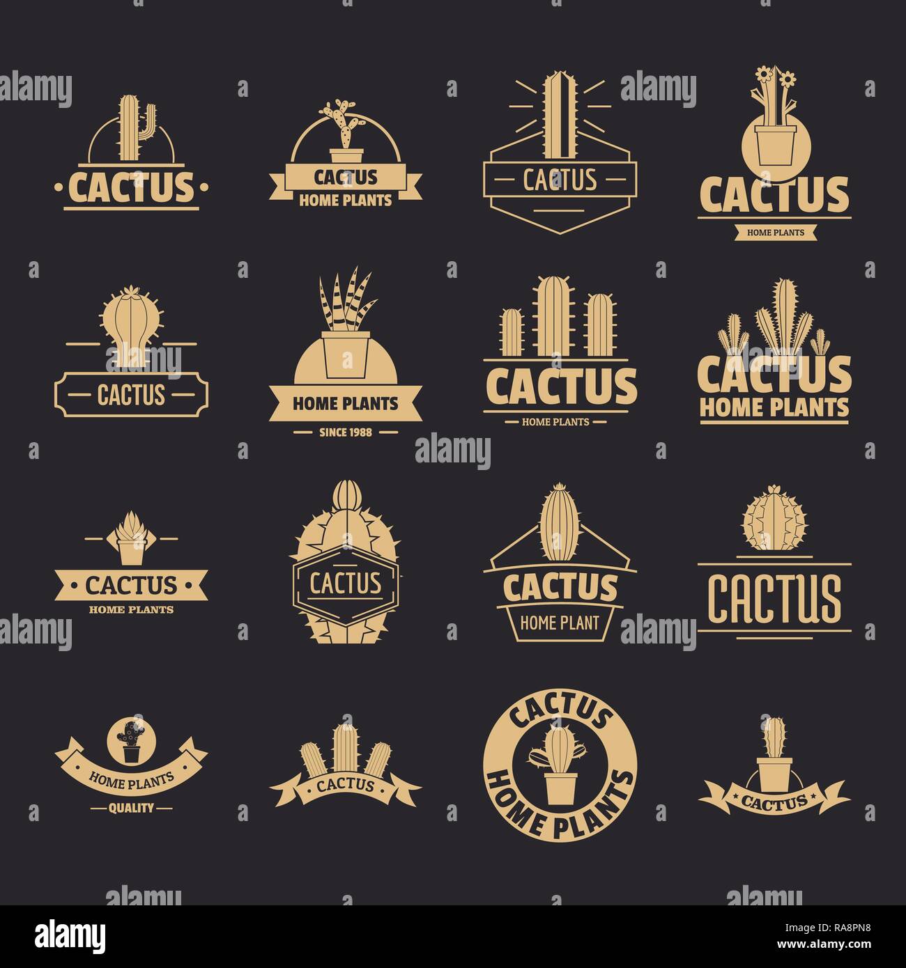 Cactus logo icons set, simple style Stock Vector Image & Art - Alamy