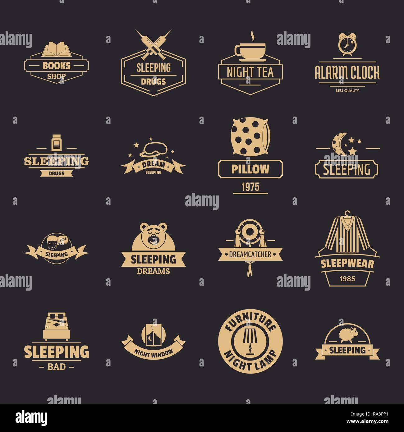 Sleep logo icons set, simple style Stock Vector Image & Art - Alamy