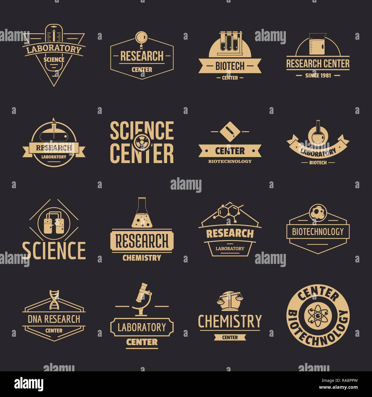 Chemical science logo icons set, simple style Stock Vector Image & Art ...