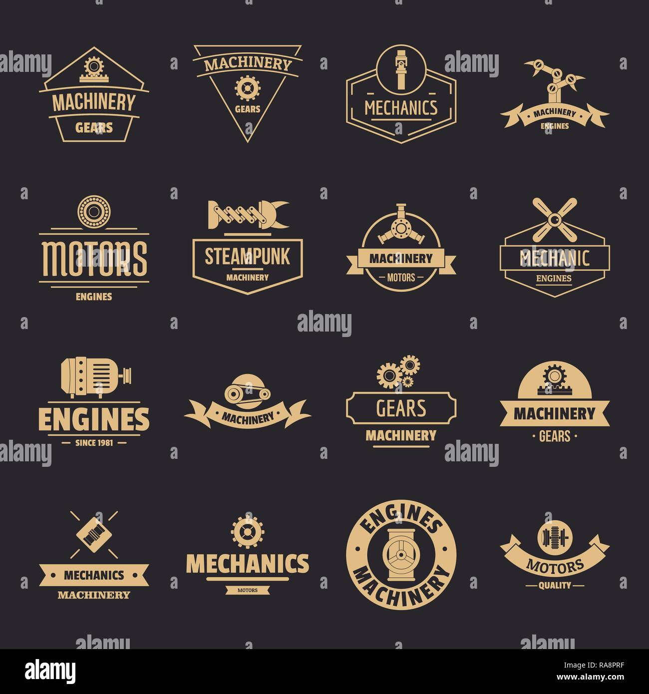 Mechanics logo icons set, simple style Stock Vector Image & Art - Alamy
