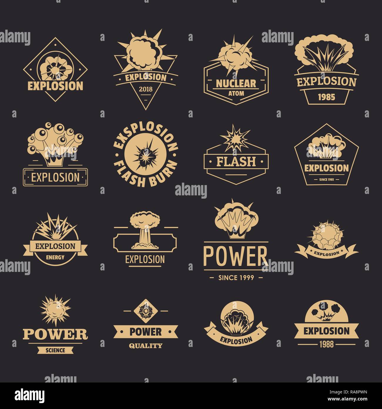 Explosion power logo icons set, simple style Stock Vector Image & Art ...