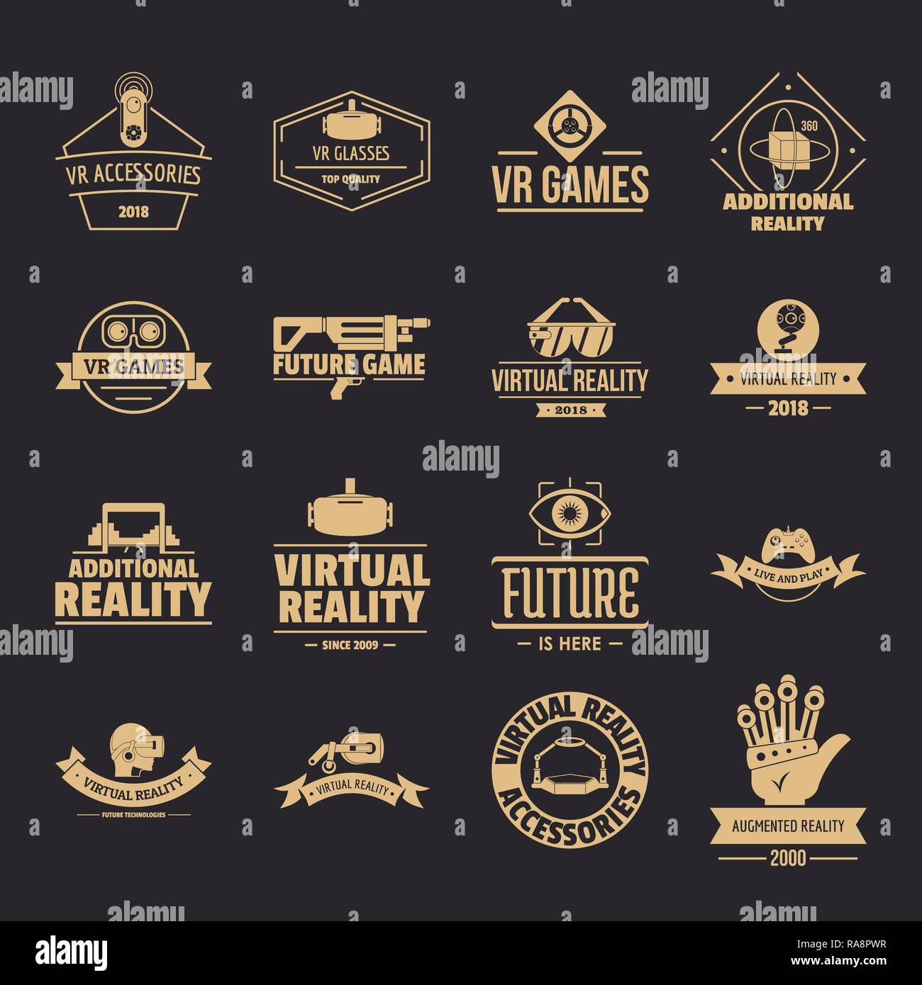 Virtual reality logo icons set, simple style Stock Vector Image & Art ...