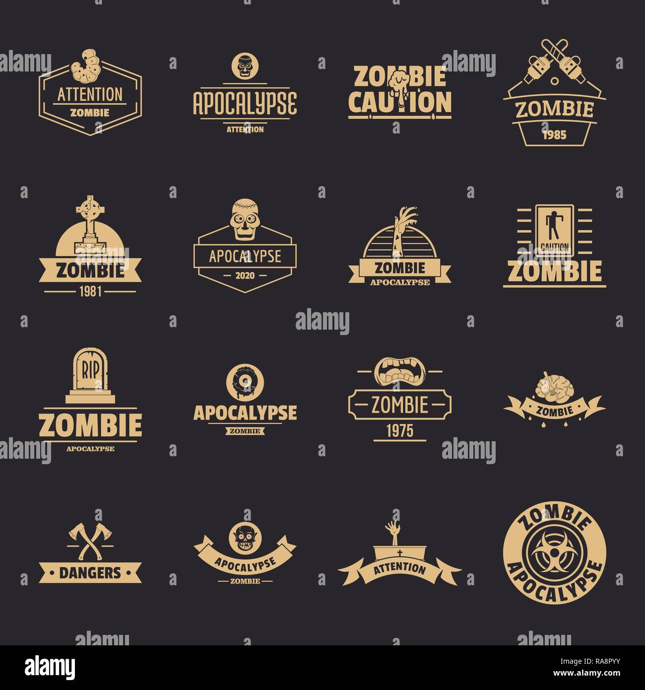 Zombie logo icons set, simple style Stock Vector Image & Art - Alamy