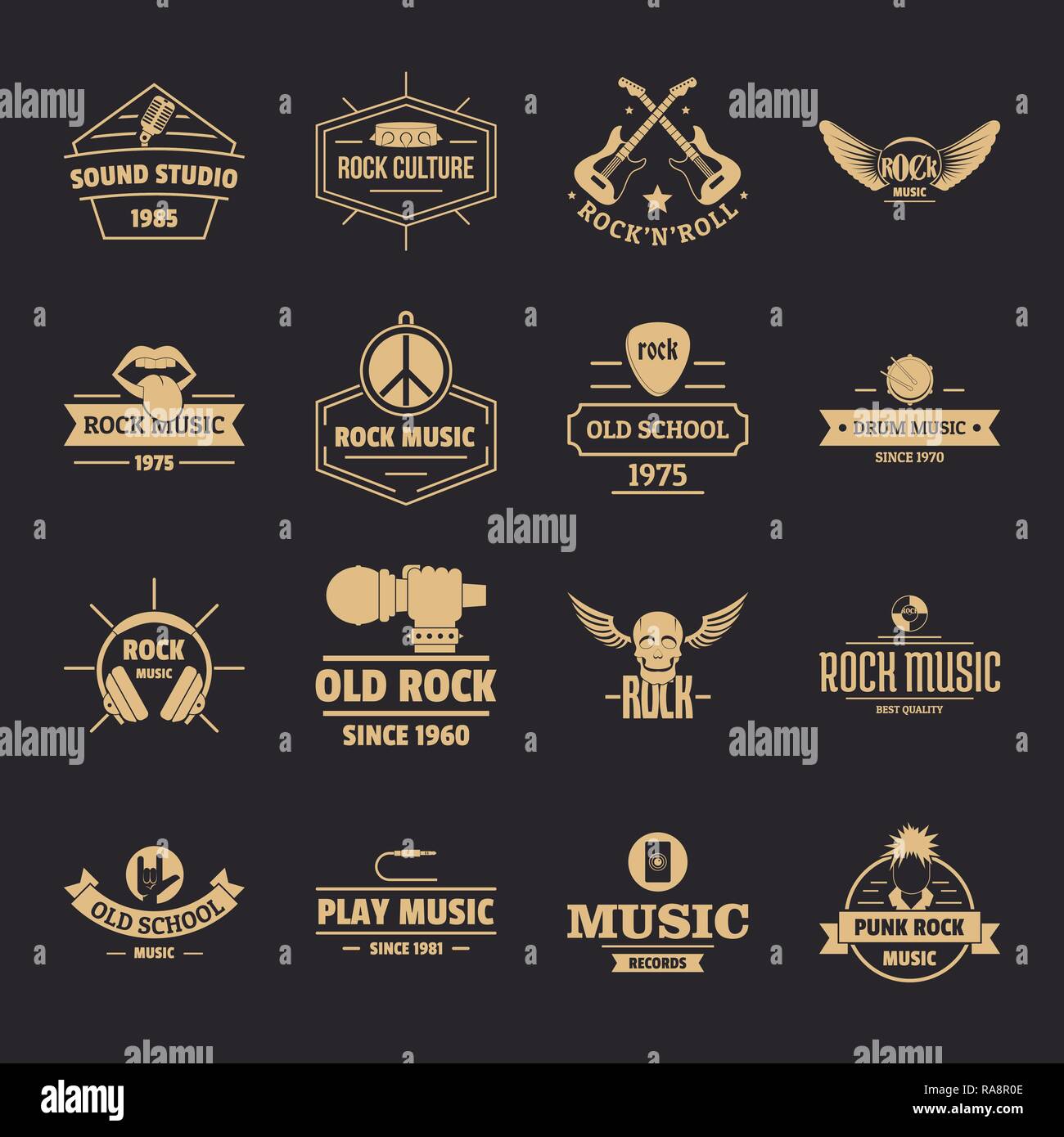 Rock music logo icons set, simple style Stock Vector Image & Art - Alamy