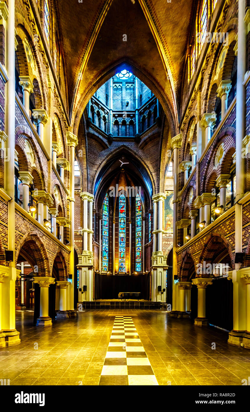 The Neo-Gothic Interior of the Posthoorn Church Basilica in the city ...