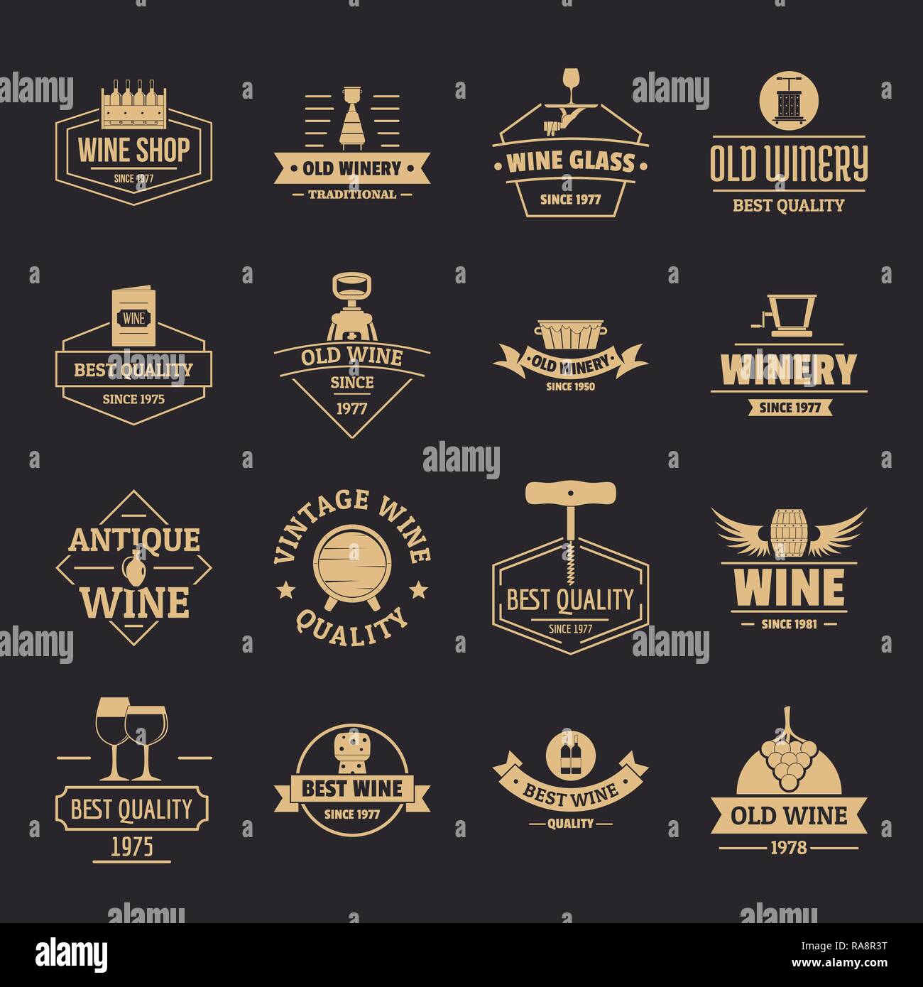 Wine logo icons set, simple style Stock Vector Image & Art - Alamy