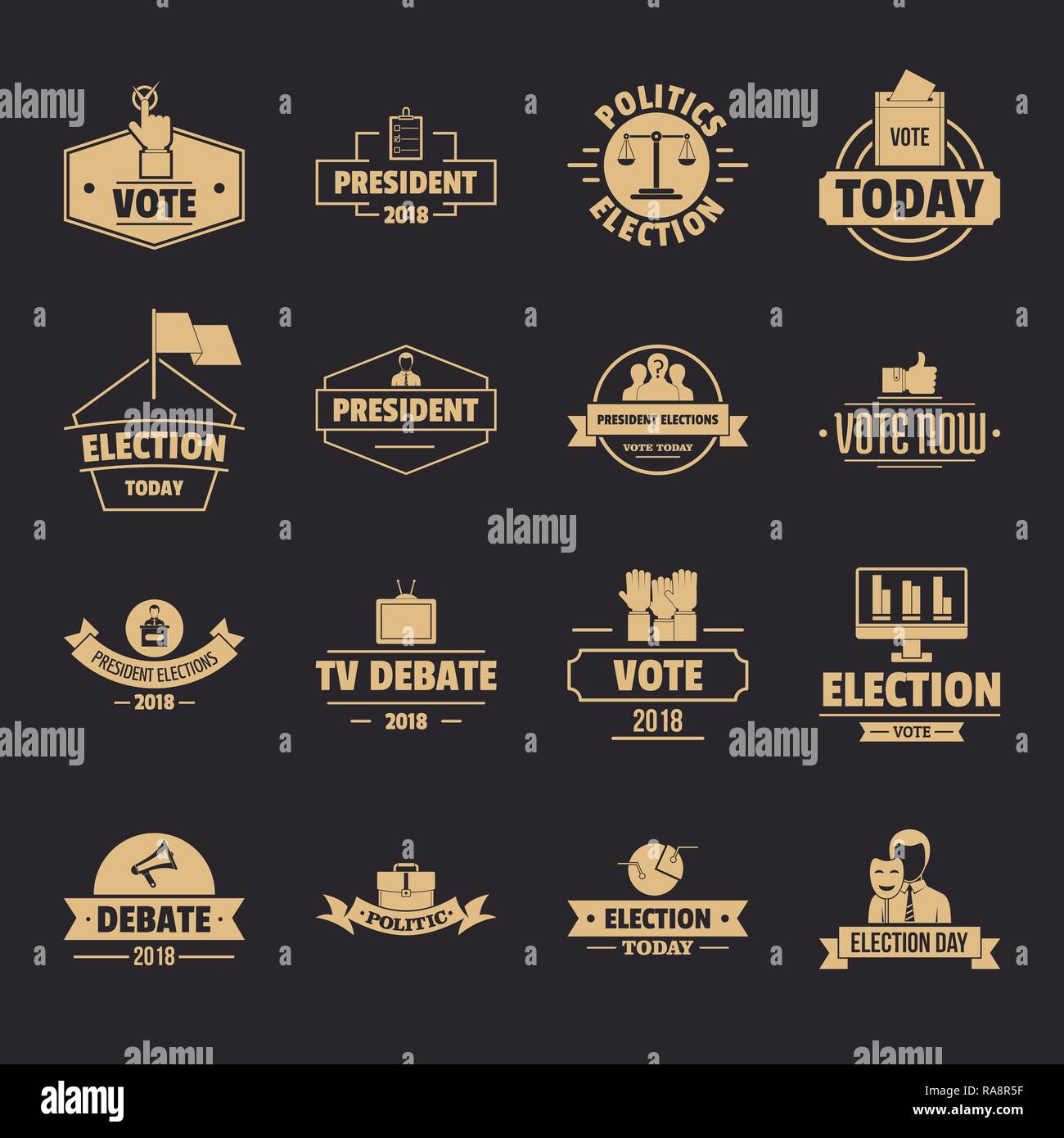 Election voting logo icons set, simple style Stock Vector Image & Art ...