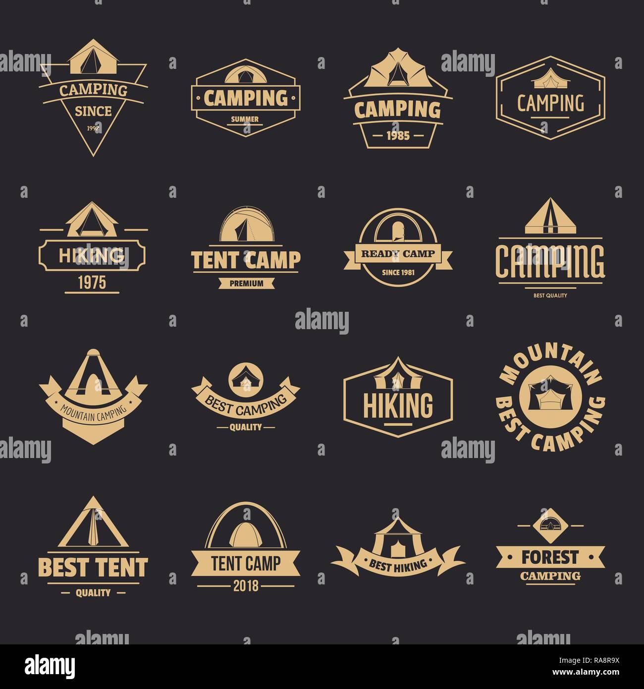 Camping tent logo icons set, simple style Stock Vector Image & Art - Alamy
