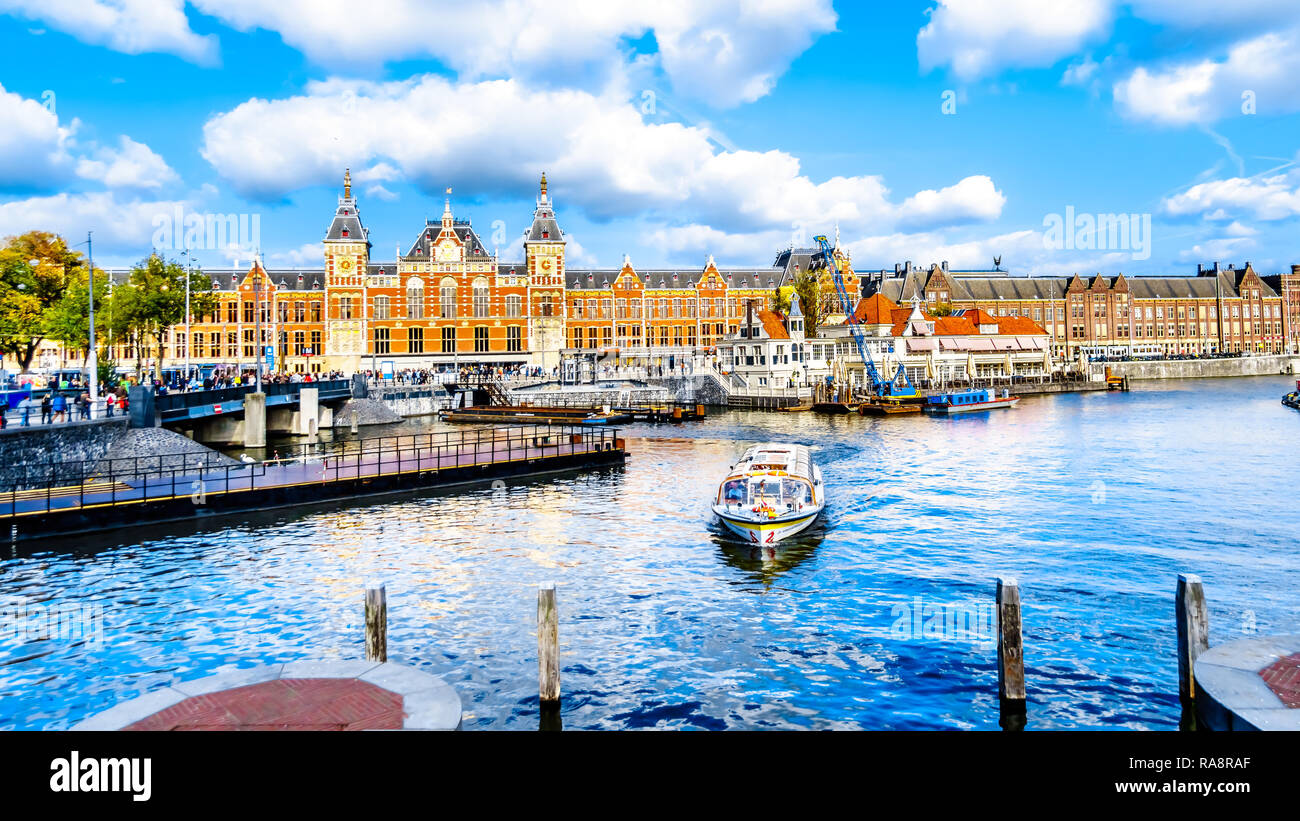 The famous Central Station with the Tourist Canal Boats in the ...