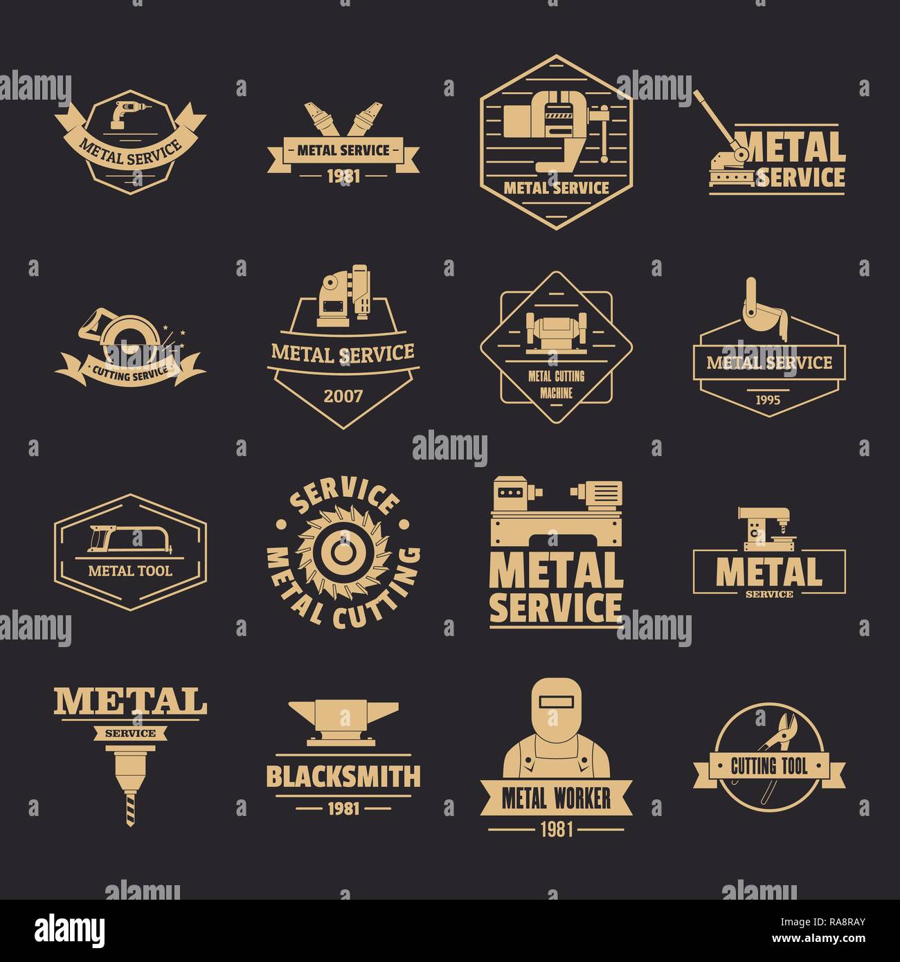 Metal working logo icons set, simple style Stock Vector Image & Art - Alamy