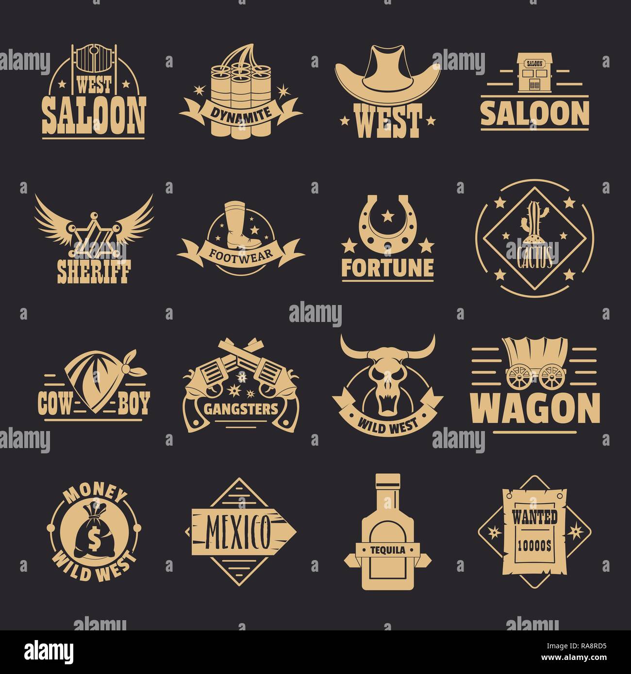 Wild west logo icons set, simple style Stock Vector Image & Art - Alamy