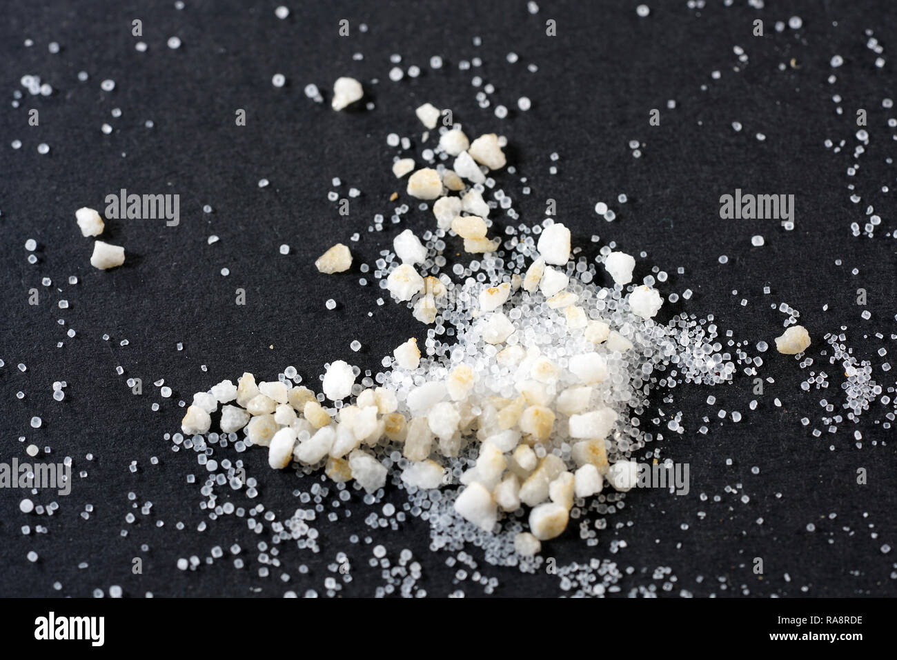 Salt in various forms with the macro lens extremely enlarged, it almost ...